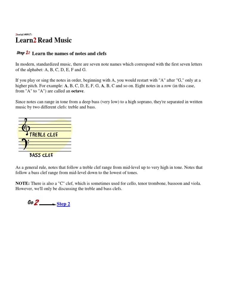 Music Note Reading Basics | PDF | Clef | Interval (Music)