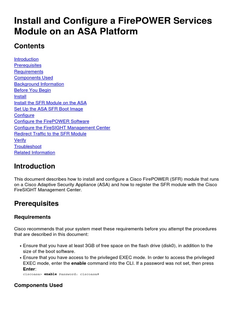 Install Cisco FirePOWER on ASA | PDF