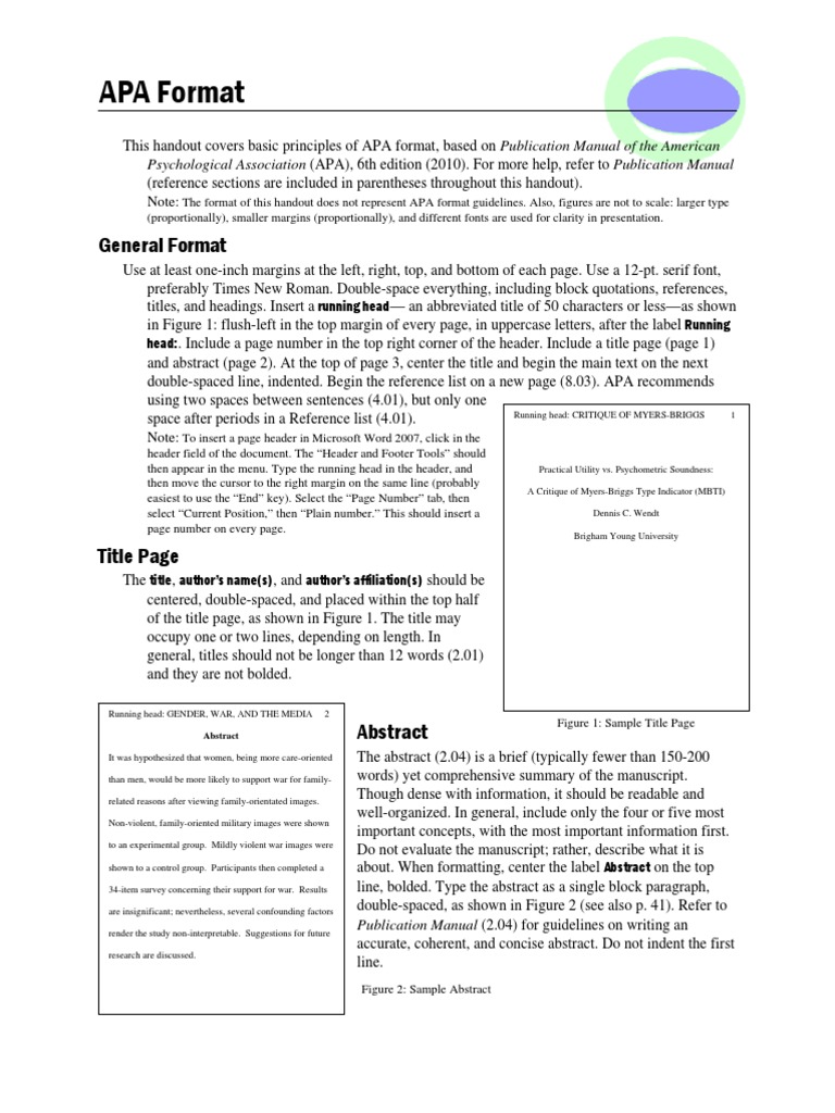 APA Handout 6th Ed | PDF | Digital Object Identifier | Citation