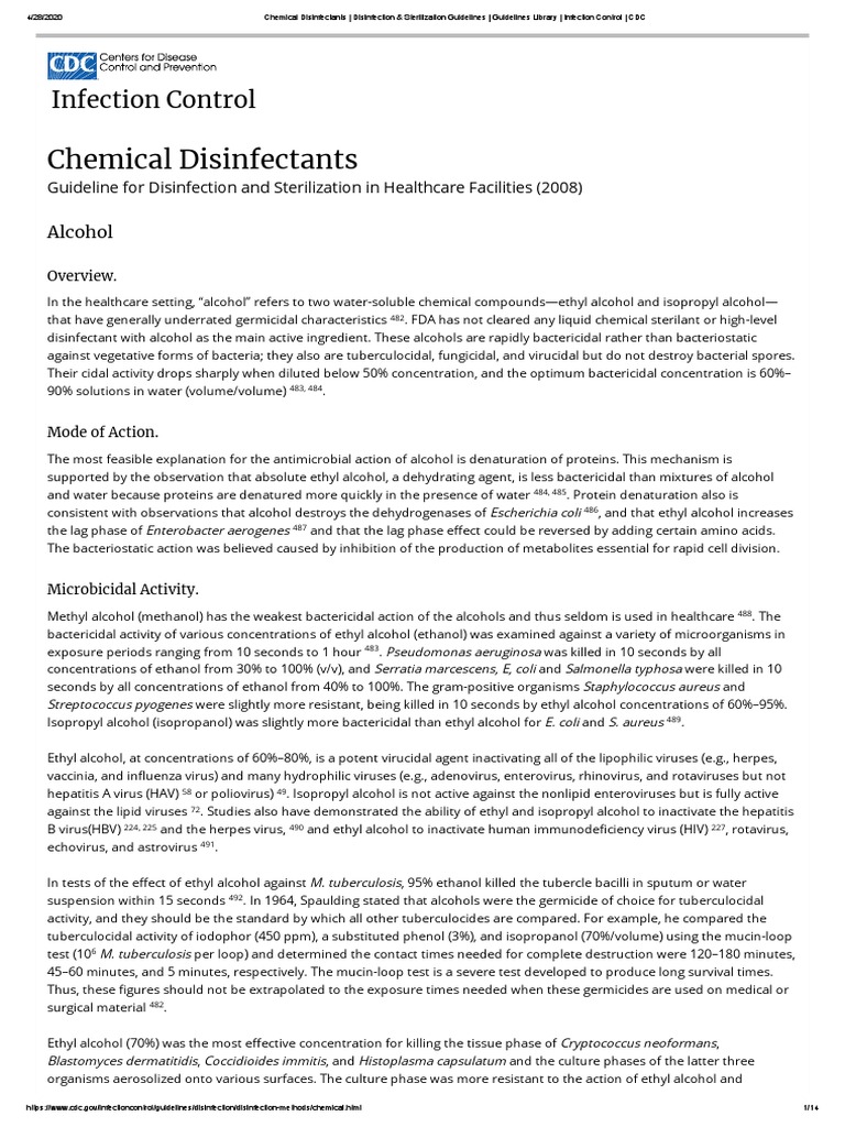 Chemical Disinfectants - Disinfection & Sterilization Guidelines ...