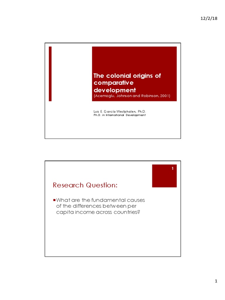 Colonial Origins of Comparative Development | PDF | Economic ...