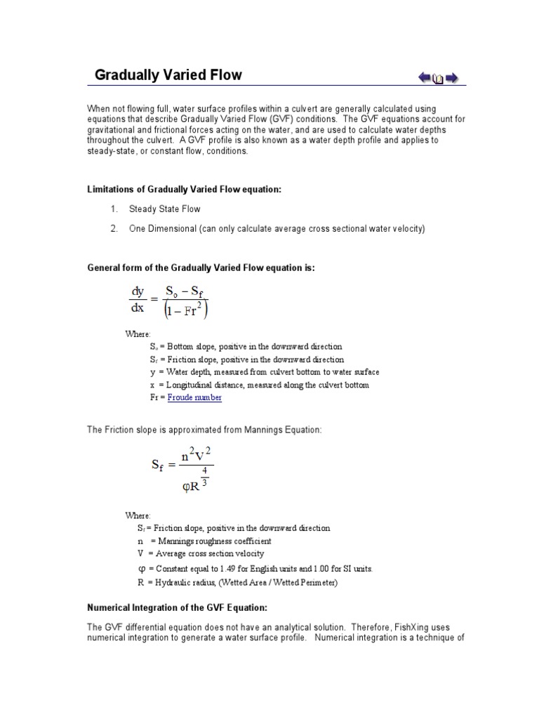 Limitations of Gradually Varied Flow Equation | PDF | Physical ...