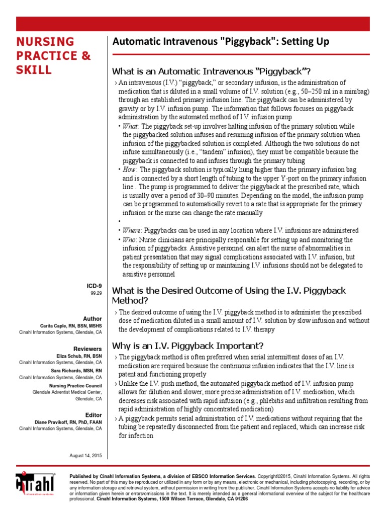 Automatic Intravenous Piggyback NPS | PDF | Intravenous Therapy | Medicine