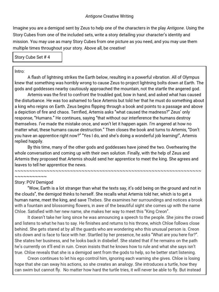 Antigone Creative Writing | PDF | Zeus