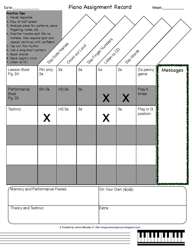 Piano Assignment Sheet 2011 Example | PDF | Music Theory | Musical ...