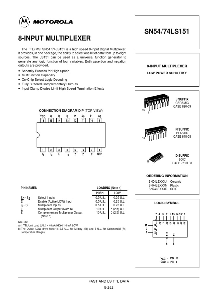 Datasheet 74ls151 PDF | PDF | Logic Gate | Electronic Circuits
