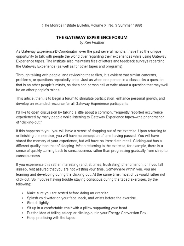 3 The Gateway Experience Forum | PDF | Experience | Consciousness
