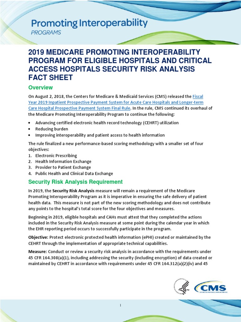 2019 Medicare Promoting Interoperability Program For Eligible Hospitals ...