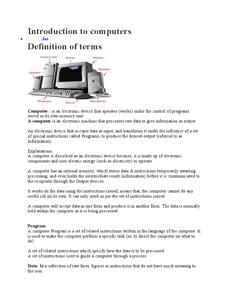 Introduction To Computers Definition of Terms | PDF | Integrated ...