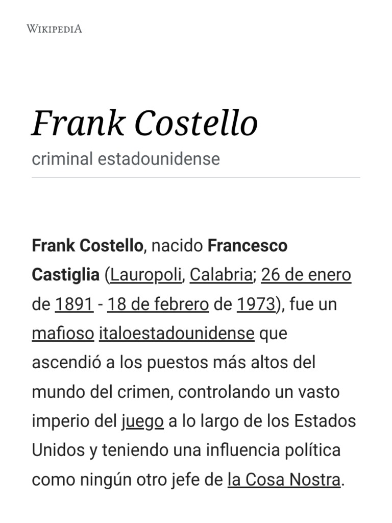 Frank Castelli Bibliografia | PDF | Grupos de crimen organizado | Mafia