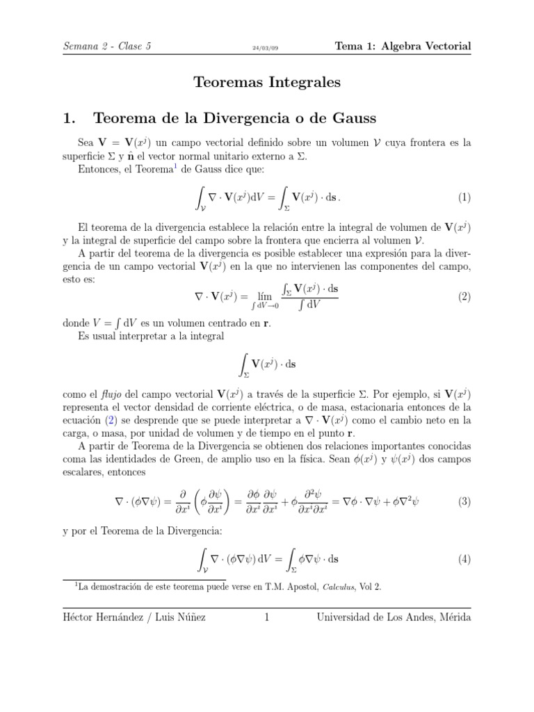 Teorema Divergencia Stokes Ident Green PDF | PDF