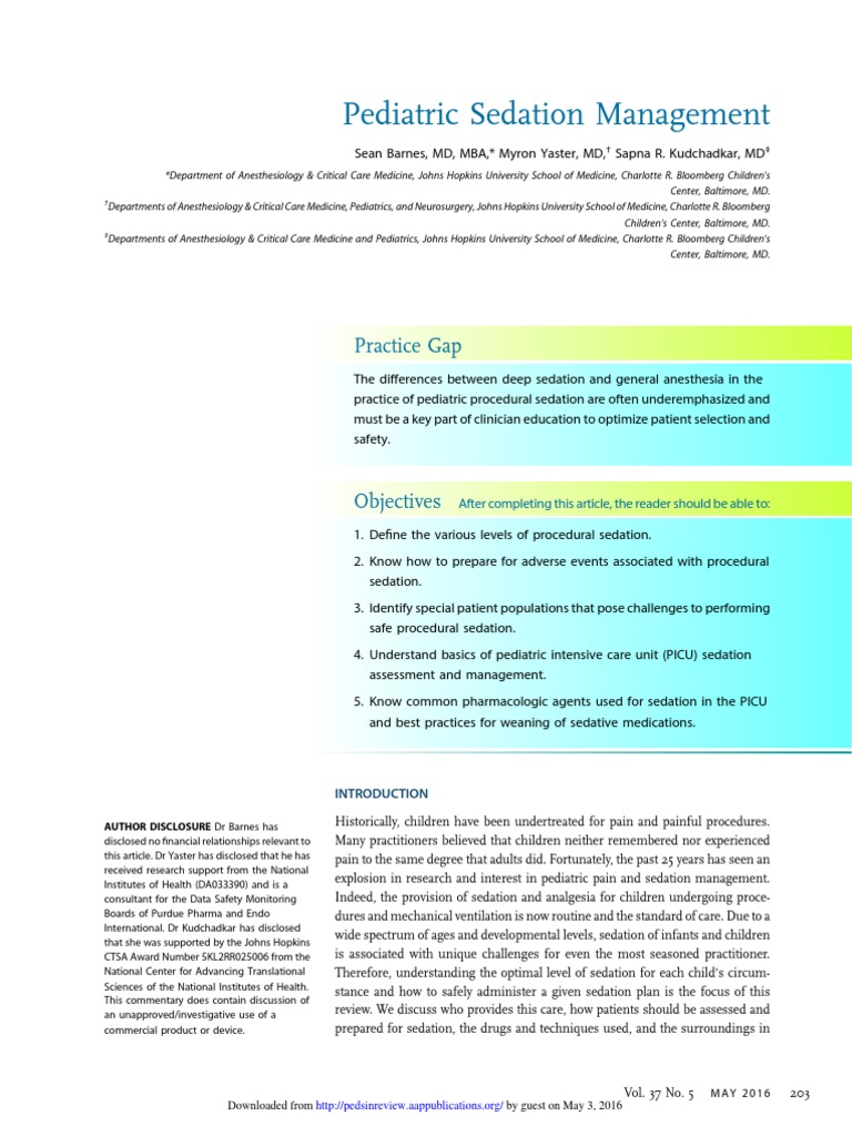 Pediatric Sedation Management | PDF | Opioid | Analgesic
