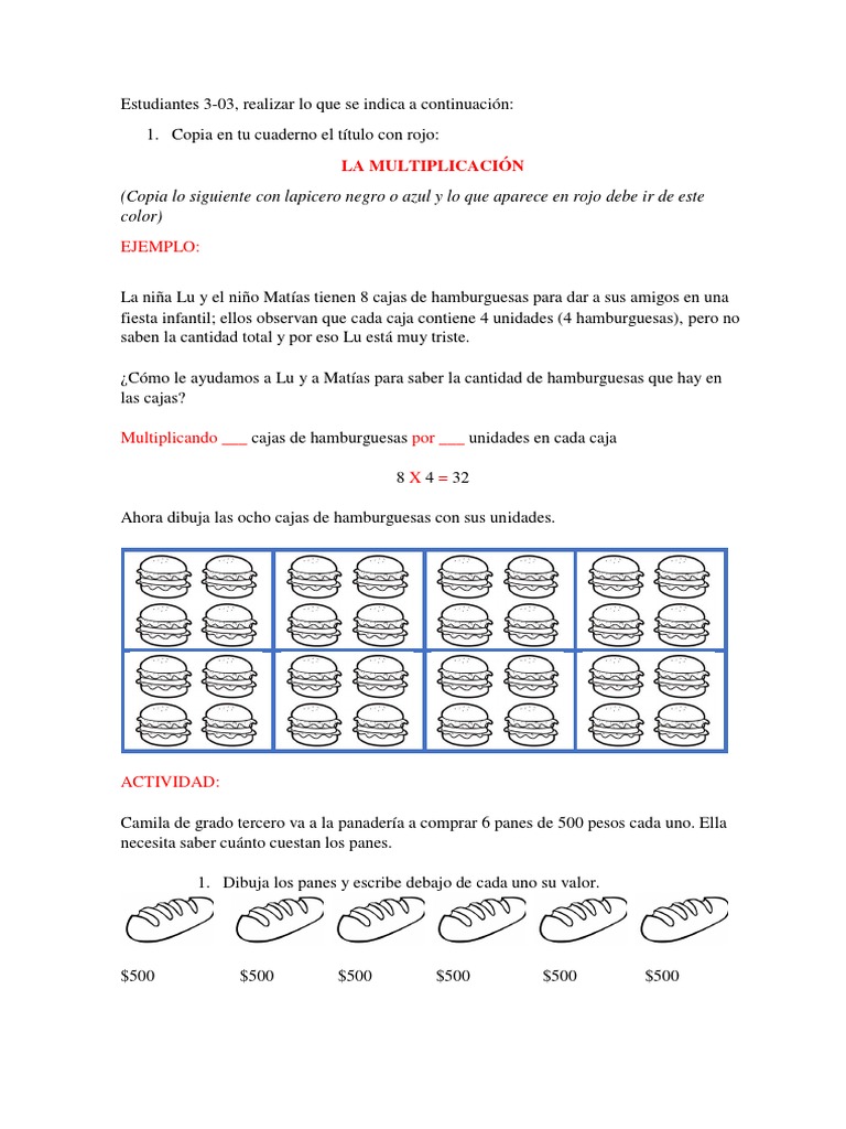 Problemas de Multiplicación para Tercero | PDF | Multiplicación | Panes