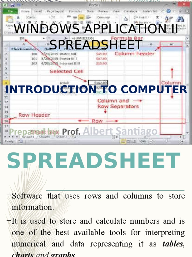 Windows Application Ii Spreadsheet: Introduction To Computer | Download ...