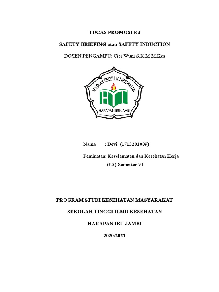 Contoh Safety Briefing K3 di PT Minimax | PDF | Komputer | Teknologi ...