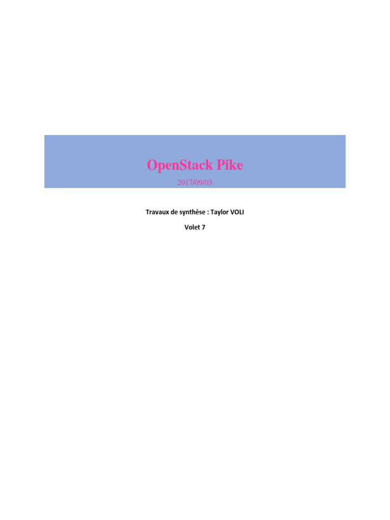 OpenStack Pike Volet 7 | PDF | Open Stack | My Sql