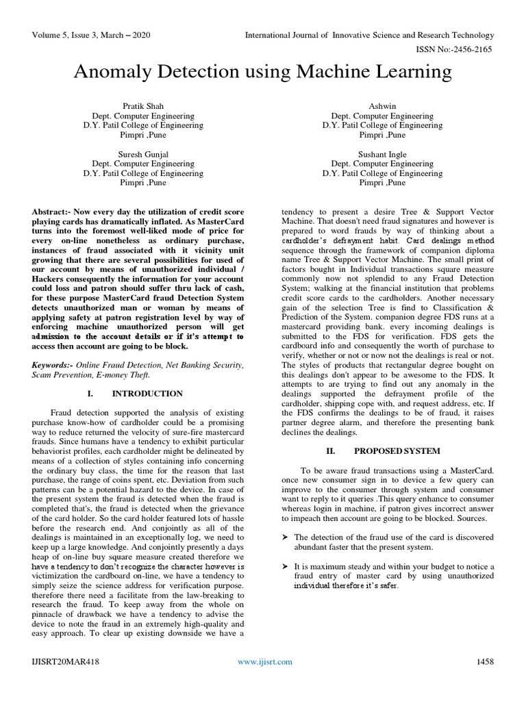 Anomaly Detection Using Machine Learning | PDF | Fraud | Cluster Analysis