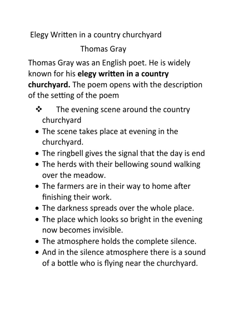Elegy Written in A Country Churchyard | PDF