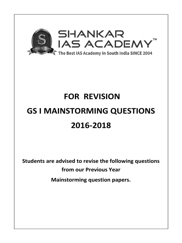 gs1 Mains Questions | PDF