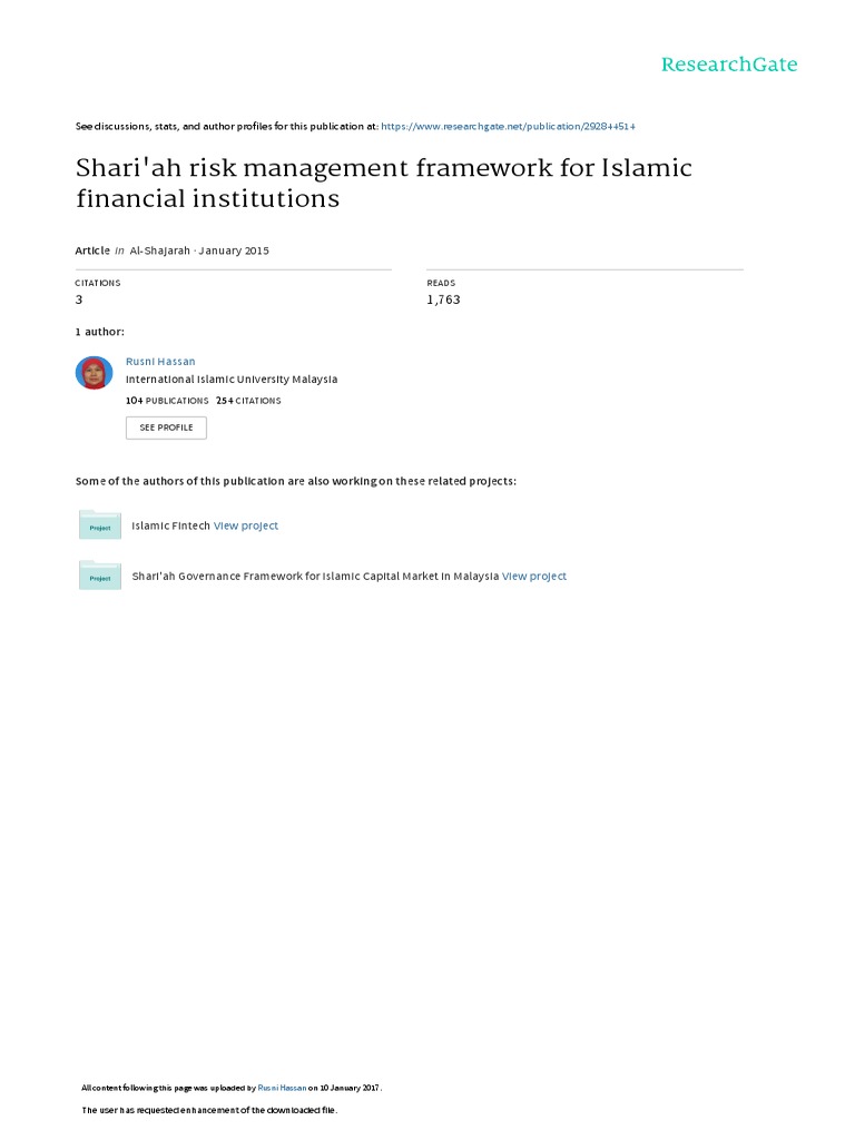 Shari'ah Risk Management Framework For Islamic Financial Institutions ...