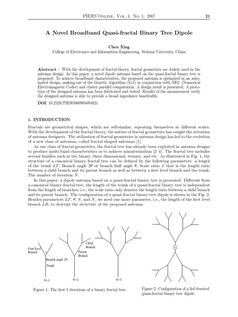 A Novel Broadband Quasi-Fractal Binary Tree Dipole: Piers O V N | PDF ...