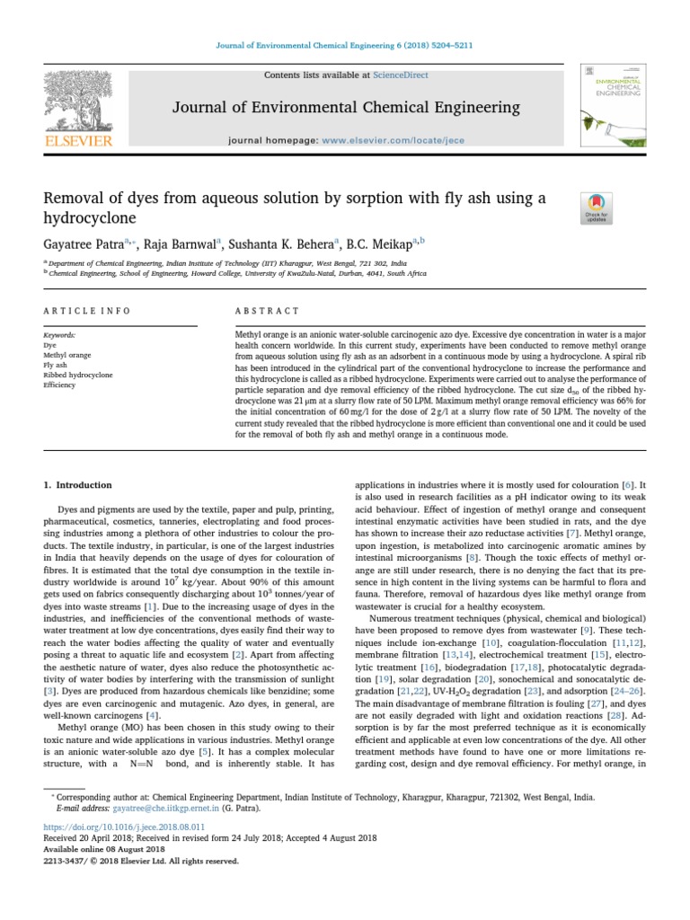 Journal of Environmental Chemical Engineering: Sciencedirect | PDF ...