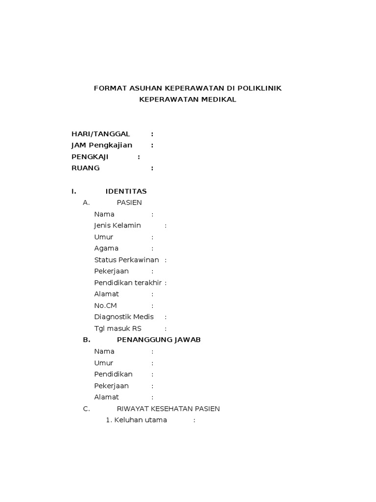 Format Asuhan Keperawatan Poliklinik | PDF