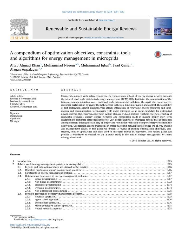 A Compendium of Optimization Objectives, Constraints, Tools | PDF | Distributed Generation ...
