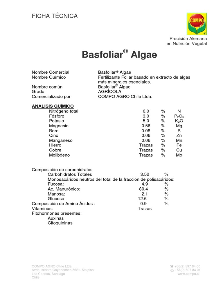 Ficha_Técnica_Basfoliar_Algae | PDF | Plantas | Organismos
