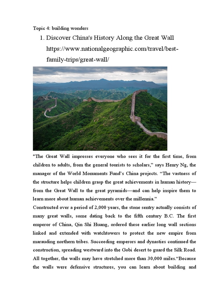 Discover China's History Along The Great Wall Family-Trips/great-Wall | PDF