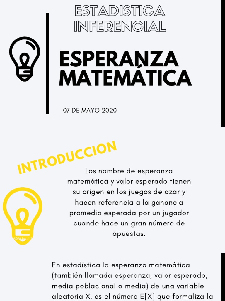 Esperanza Matemática | PDF | Valor esperado | Variable aleatoria