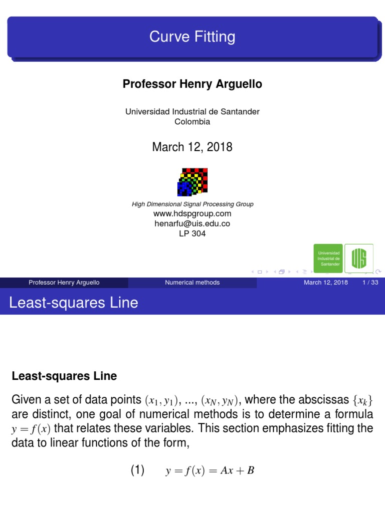 Curve Fitting: Professor Henry Arguello | PDF | Least Squares | System ...