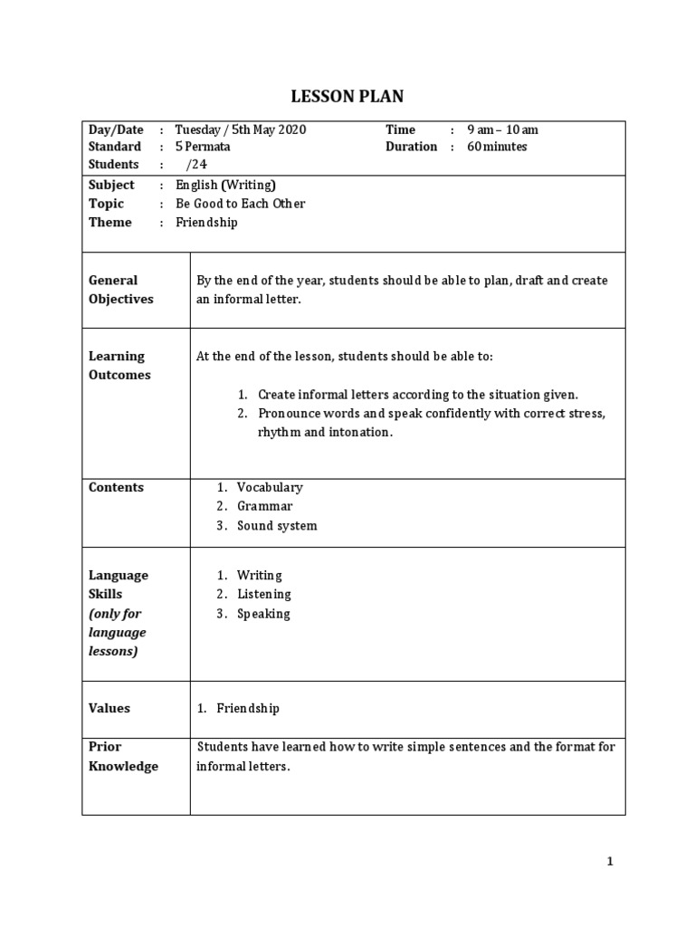 Lesson Plan Listening&Speaking | PDF | Lesson Plan | English Language