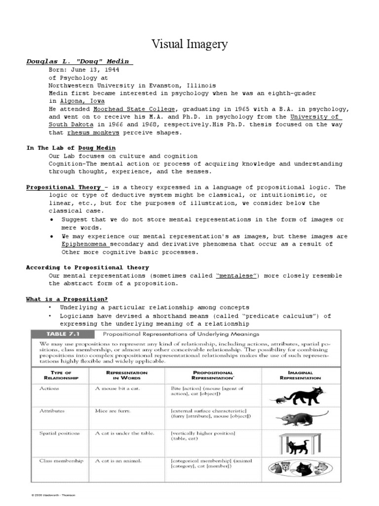 Visual Imagery: Douglas L. "Doug" Medin | PDF | Mental Image | Logic