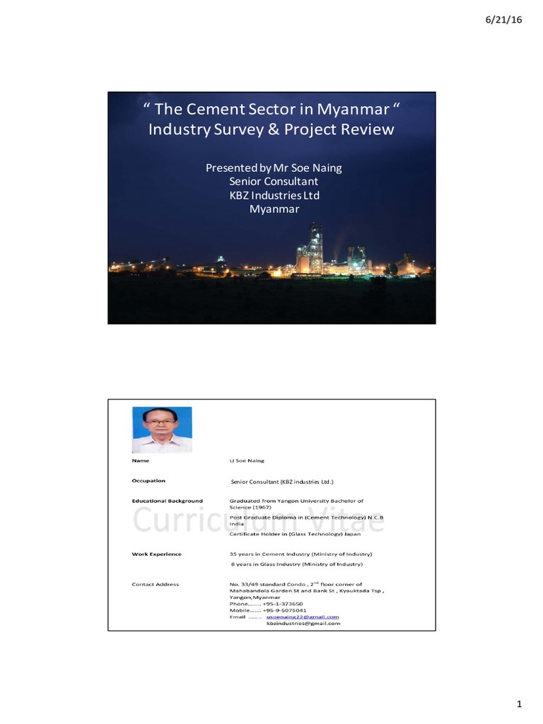 The Cement Sector in Myanmar-Industry Survey and Project Review - Soe ...
