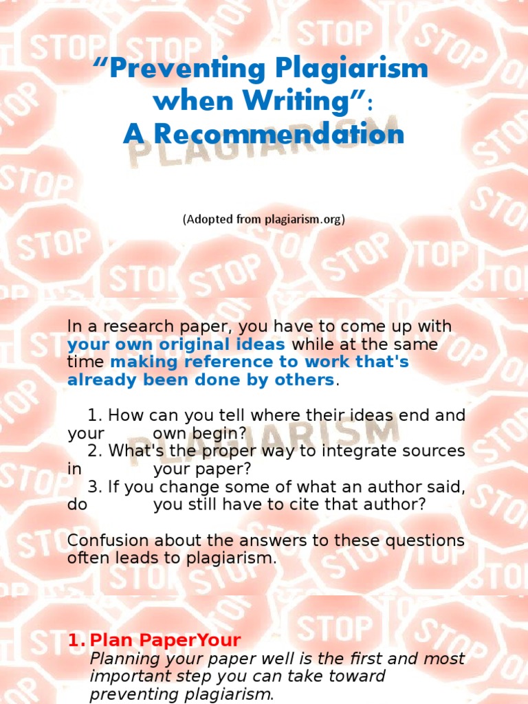 Preventing Plagiarism | PDF | Plagiarism | Citation