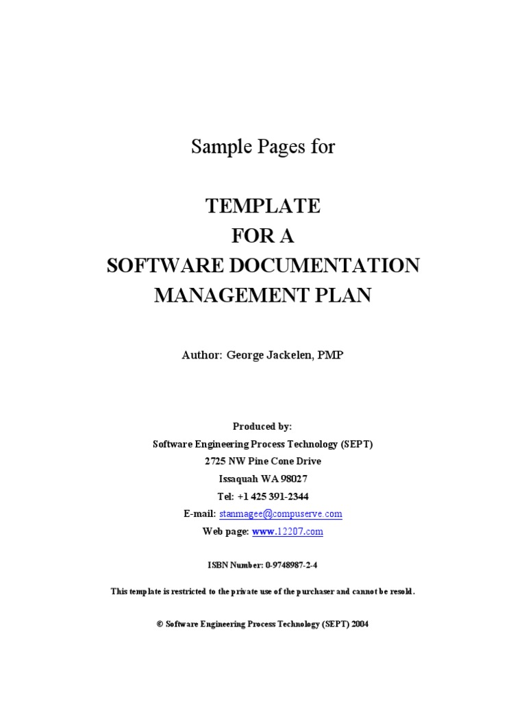 Template FOR A Software Documentation Management Plan | PDF ...