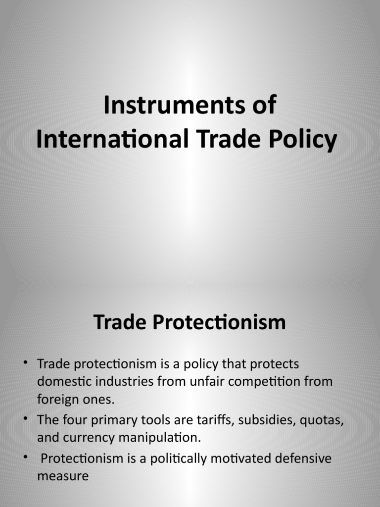 Instruments of International Trade Policy | PDF | Dumping (Pricing ...