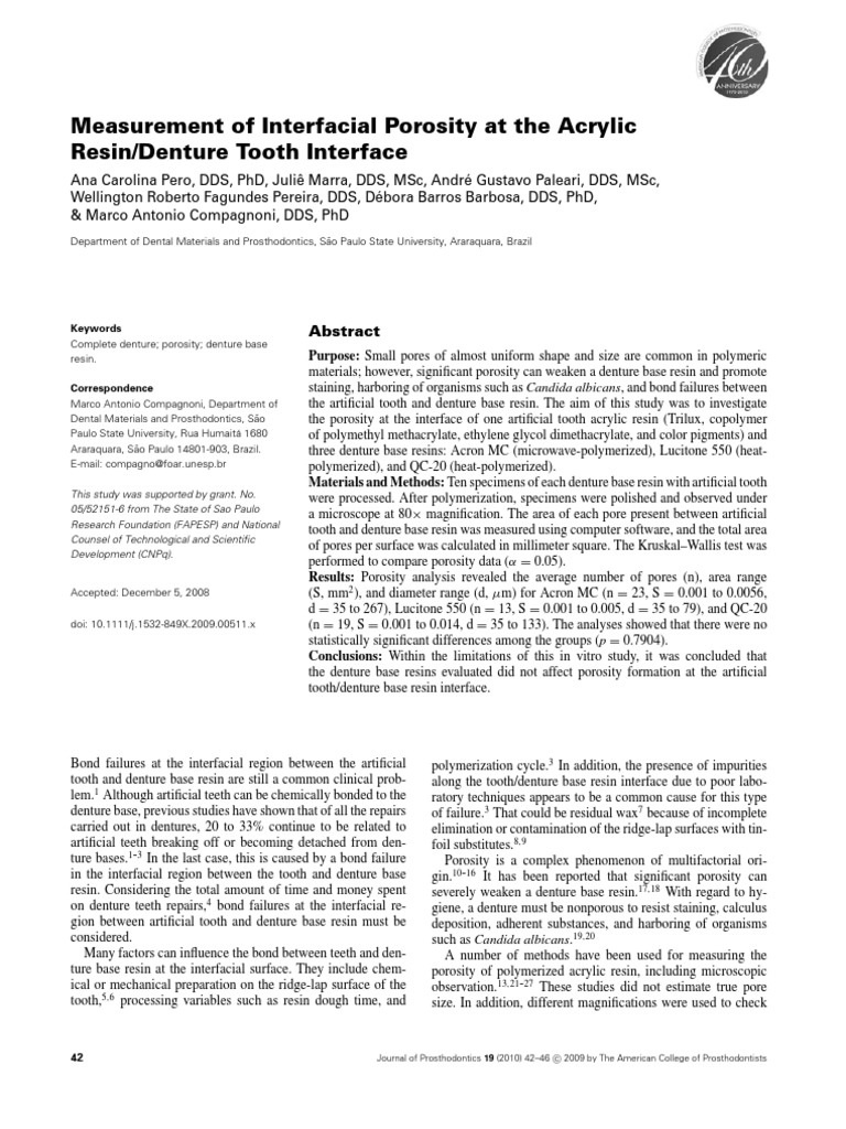 Measurement of Interfacial Porosity at The Acrylic Resin - Denture ...