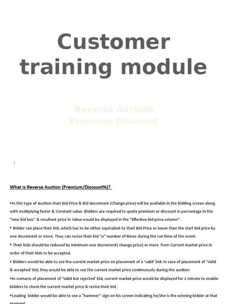 Reverse Auction (Premium - Discount) Module | PDF | Auction | Computing