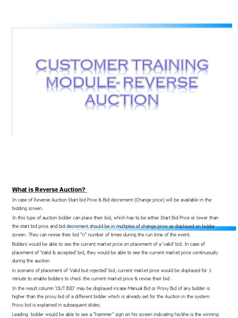 Reverse Auction Module | PDF | Auction | Computing