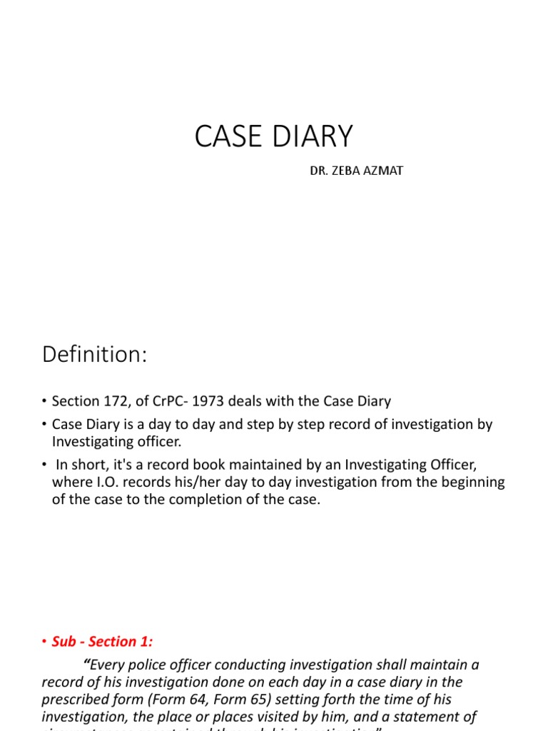 Case Diary: Dr. Zeba Azmat | PDF | Witness | Government Institutions