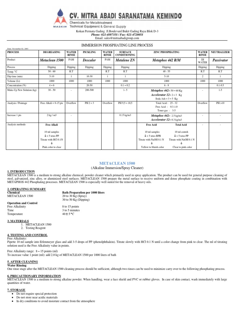 Complete Immersion Phosphating Line | PDF | Sodium Hydroxide | Paint