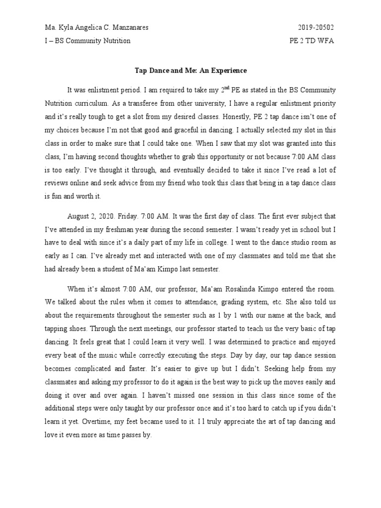 Tap Dance and Me | PDF | Learning | Behavior Modification