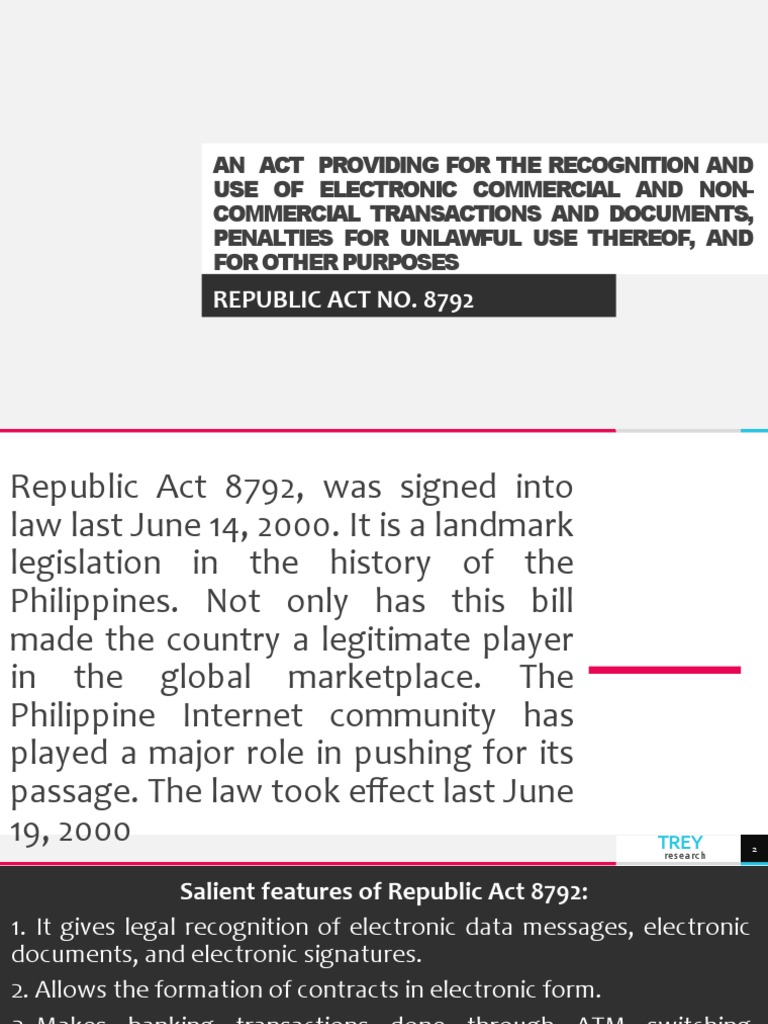 Republic Act No. 8792 | PDF | Telecommunication | Computer Network