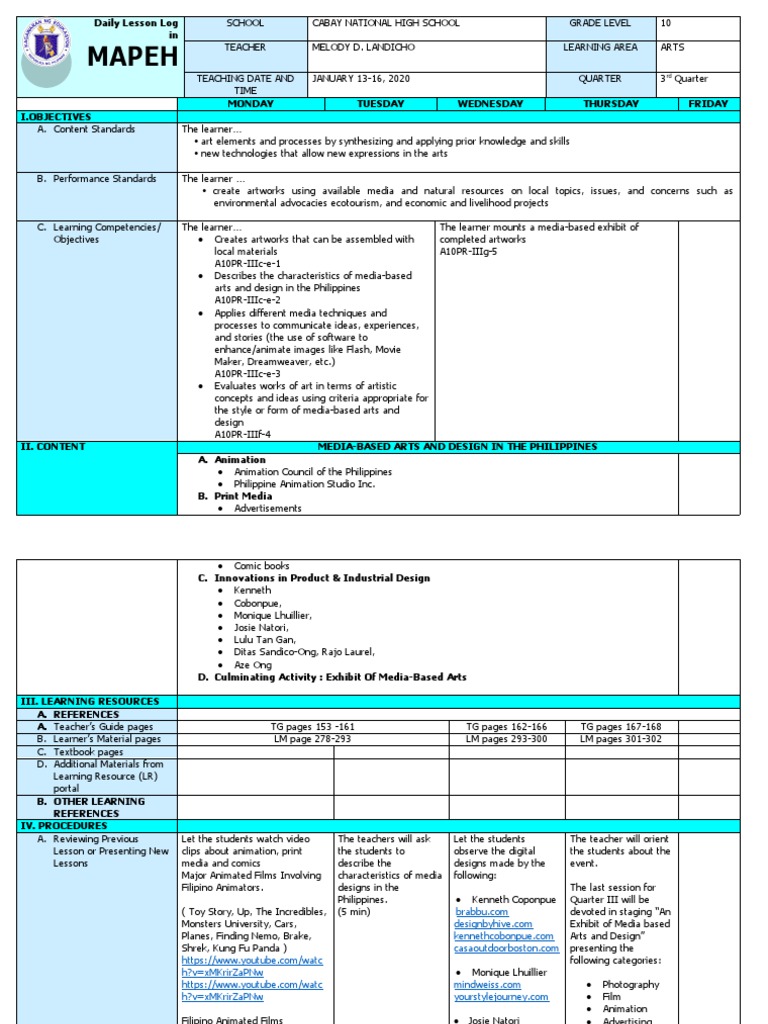 MAPEH 10-Jan. 13-16, 2020 (ARTS) | Download Free PDF | Graphic Design ...