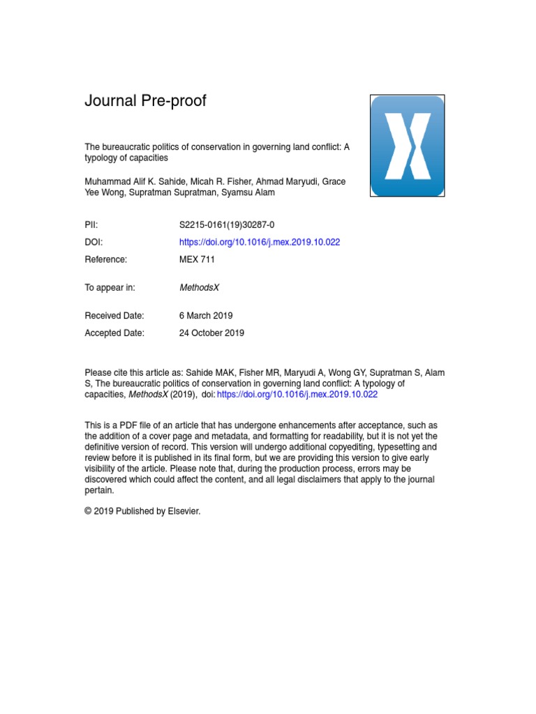 Journal Pre-Proof: Methodsx | PDF | Bureaucracy | Conservation (Ethic)