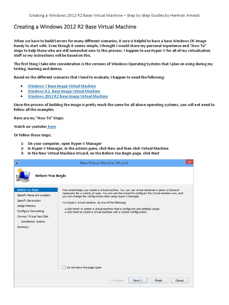 Creating A Windows 2012 R2 Base Virtual Machine - Step by Step Guides ...