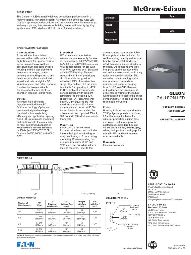 Mcgraw-Edison-Galleon-Td500020en-Sss COOPER LIGHT | PDF | Building ...