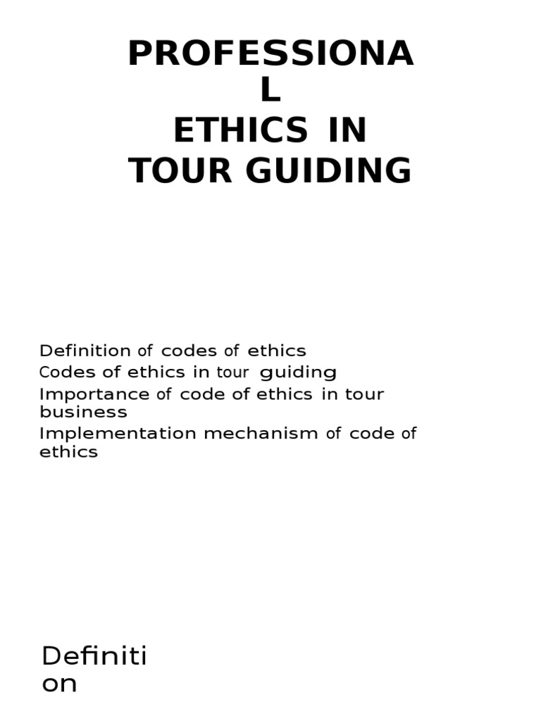 Ethics in Tour Guiding | PDF | Value (Ethics) | Accountability